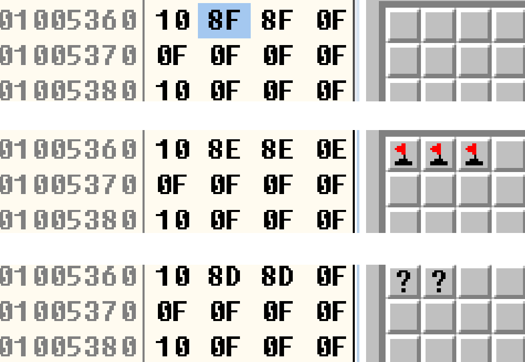 【武大软件逆向课程/第一周】扫雷逆向分析批量插旗及机器指令表.exe文件字体更换